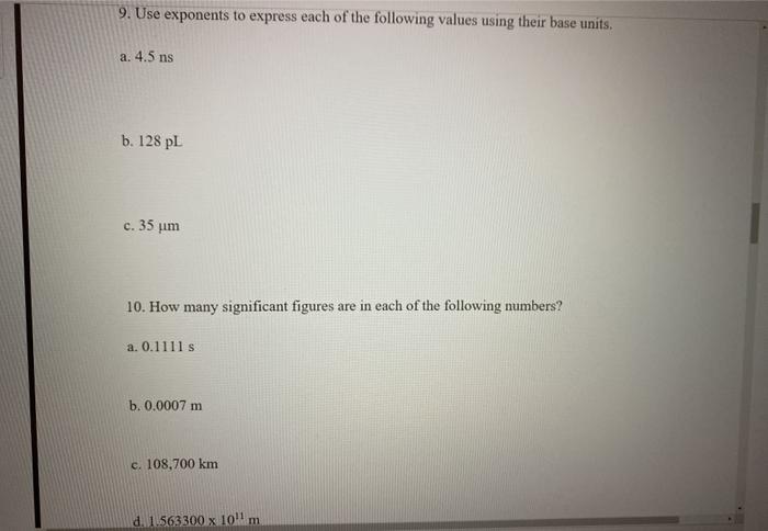 Solved 9. Use exponents to express each of the following | Chegg.com