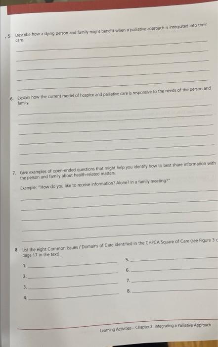 Chapter 2: Integrating a Palliative Approach5. | Chegg.com