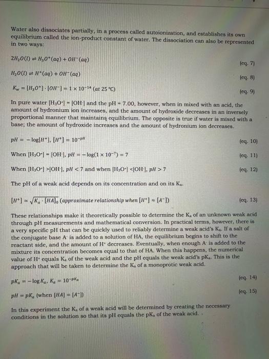 Solved Wxperiment 4 - Determining the K. of a Weak Acid | Chegg.com