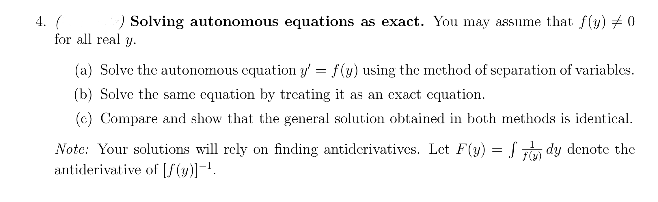 Solved ( ﻿Solving autonomous equations as exact. You may | Chegg.com