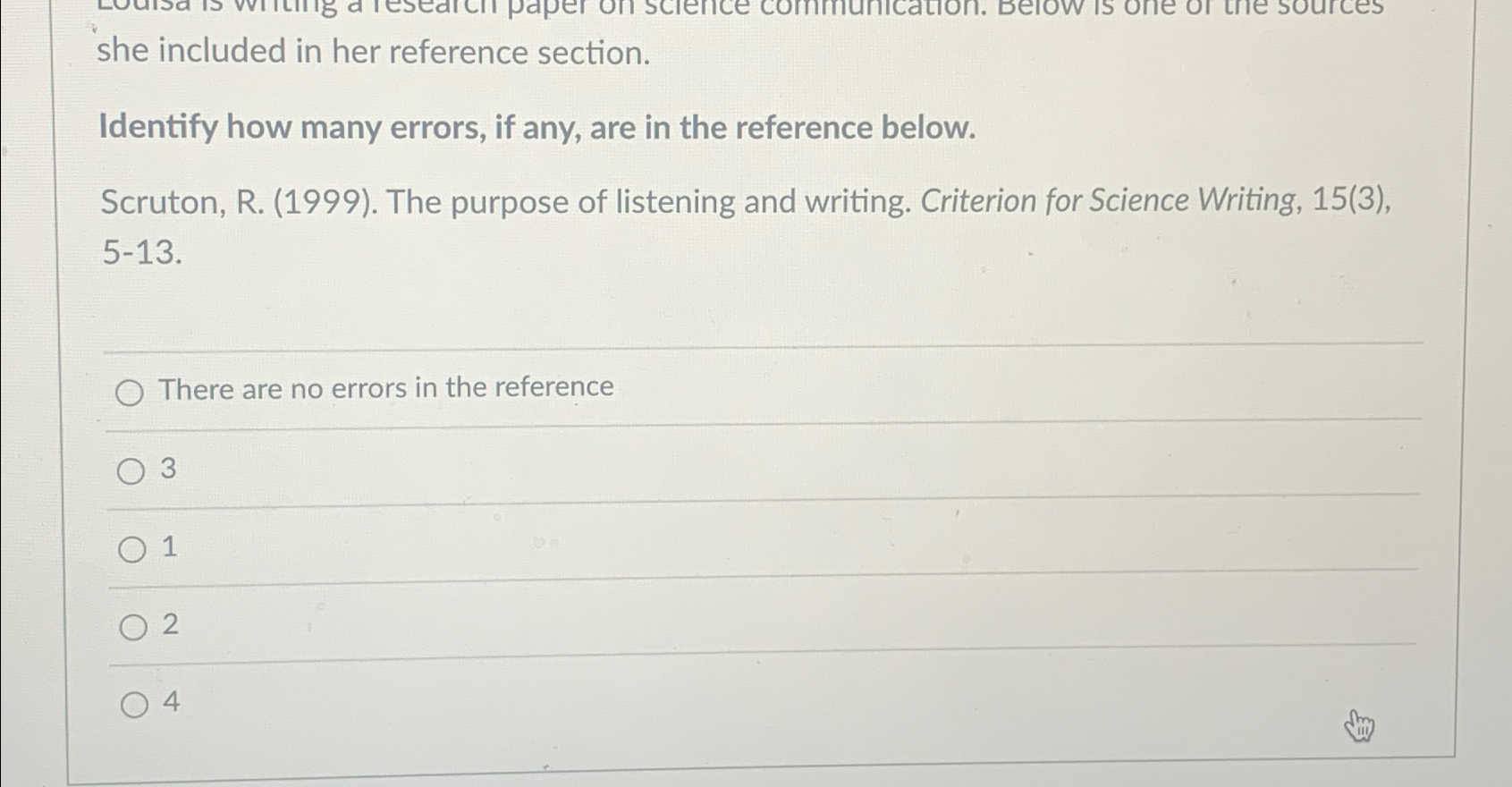 Solved she included in her reference section.Identify how | Chegg.com
