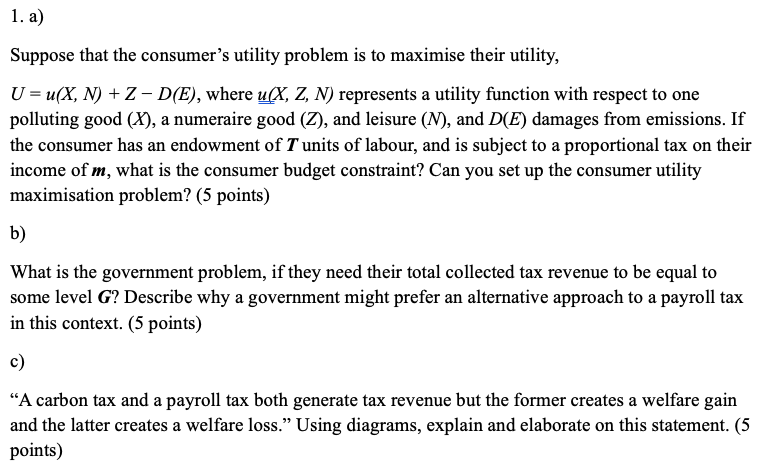 Solved 1. ﻿a)Suppose that the consumer’s utility problem is | Chegg.com