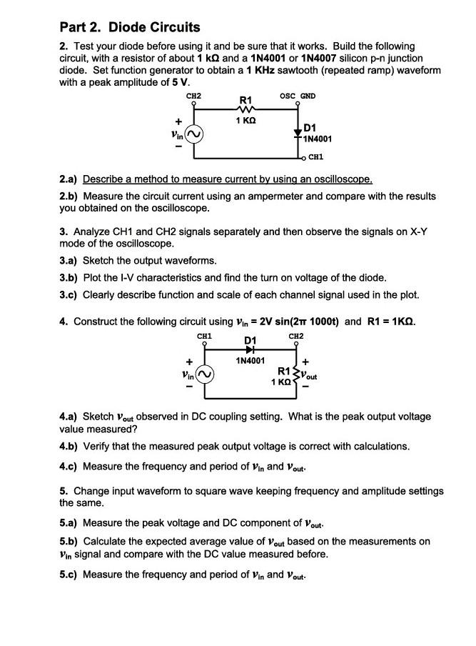 Solved Part 2. Diode Circuits 2. Test your diode before | Chegg.com