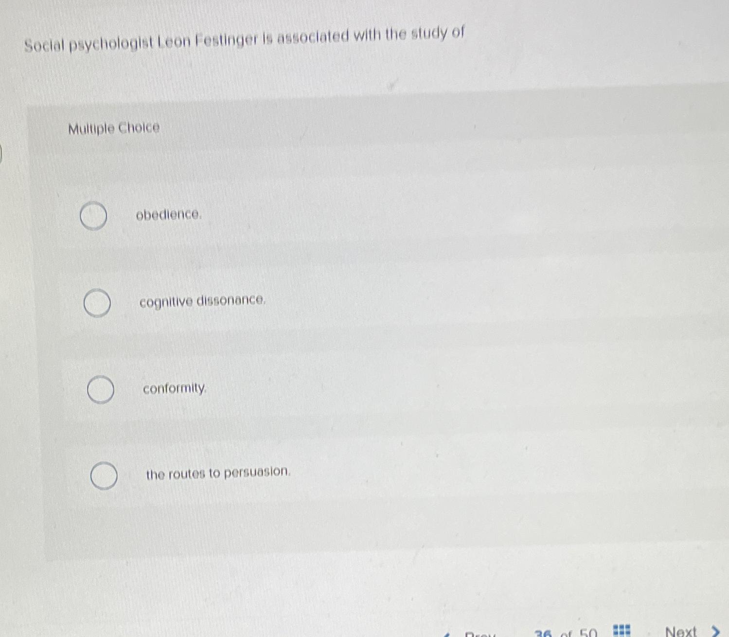 Solved Social psychologist I con festinger is associated | Chegg.com