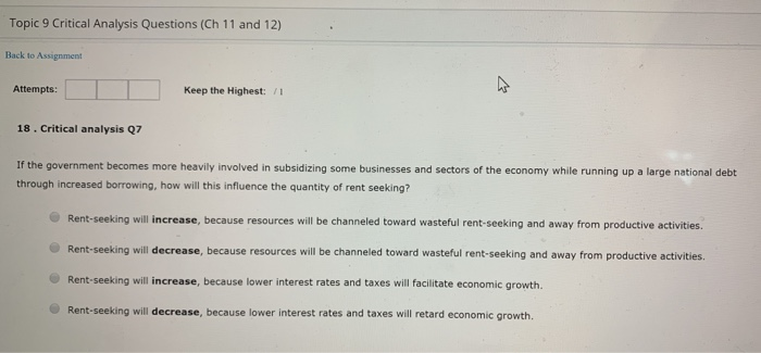 Solved Topic 9 Critical Analysis Questions (Ch 11 and 12) | Chegg.com
