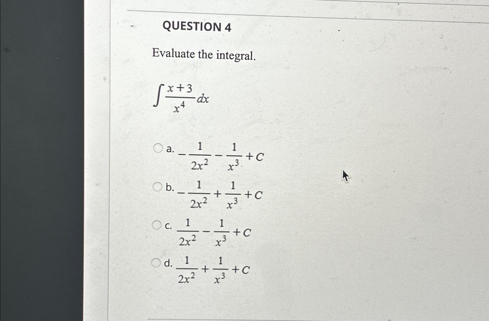 Solved QUESTION 4Evaluate the | Chegg.com