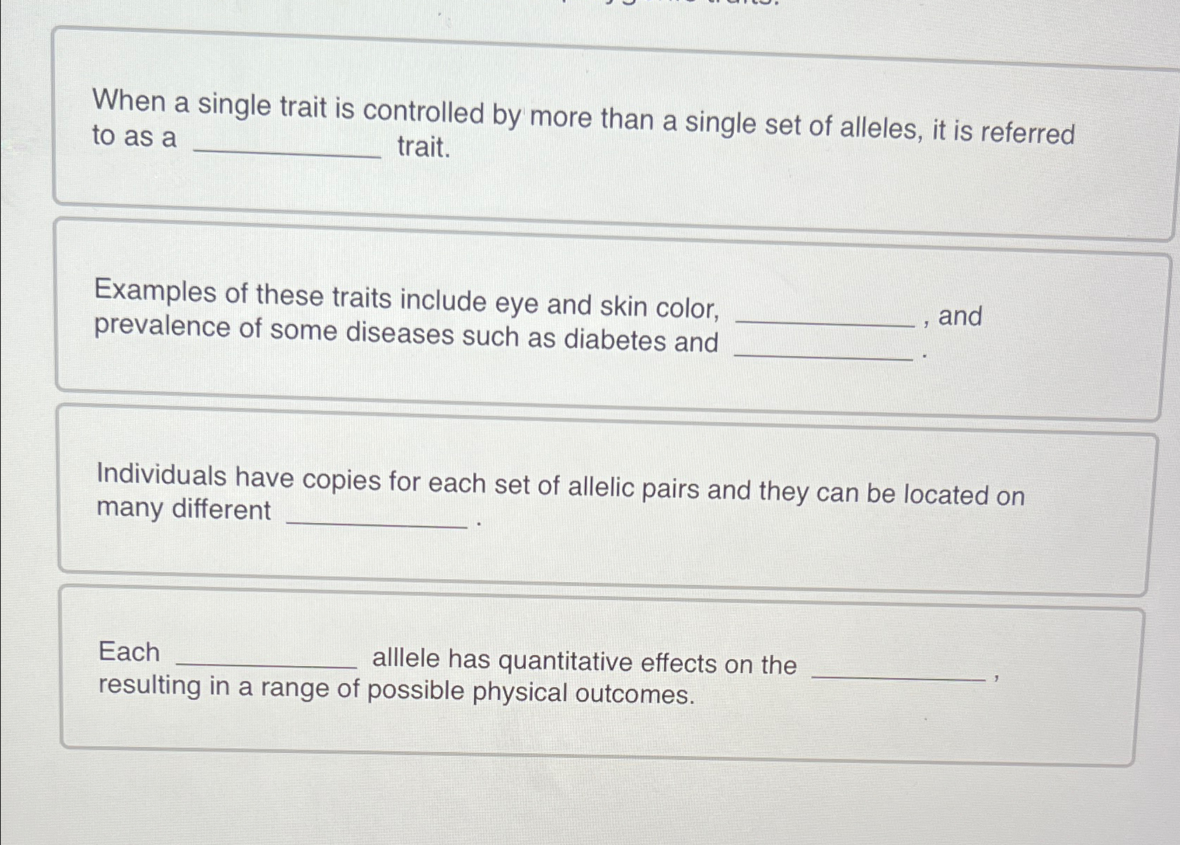 Solved When a single trait is controlled by more than a | Chegg.com