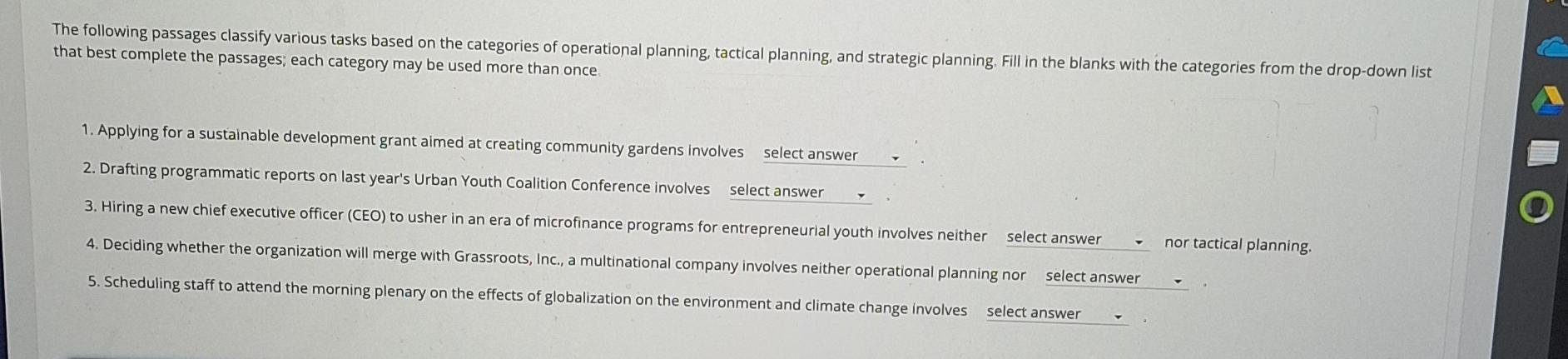 Solved The following passages classsify various tasks based | Chegg.com