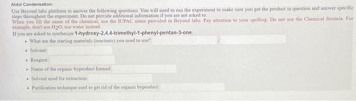 Aldol Condensation: Use Beyond labz platform to | Chegg.com