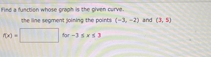 Solved Find A Function Whose Graph Is The Given Curve The 7821