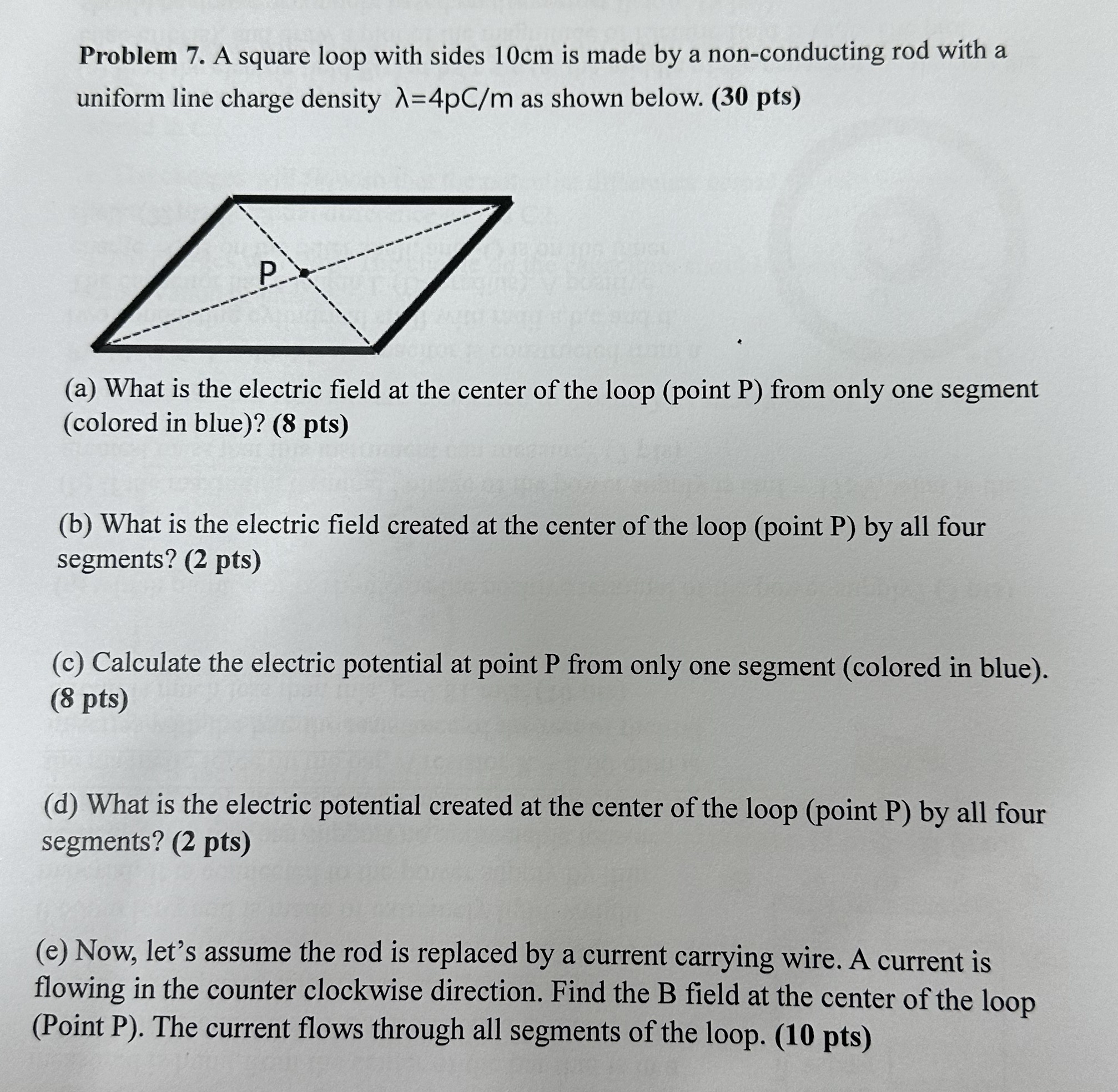 Solved Problem 7. ﻿A square loop with sides 10 ﻿cm is made | Chegg.com