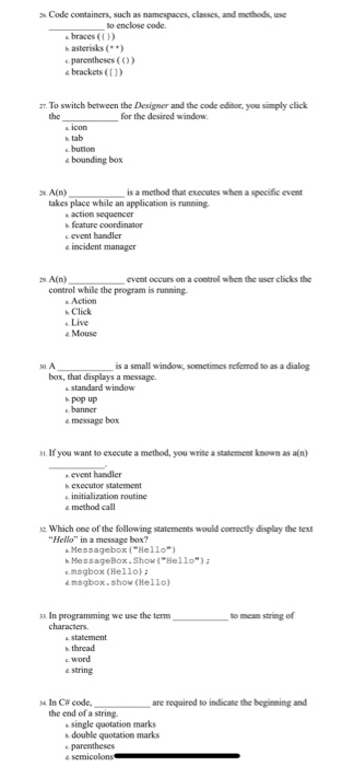 Solved Visual C#2 Practice questions for visual Studio and | Chegg.com