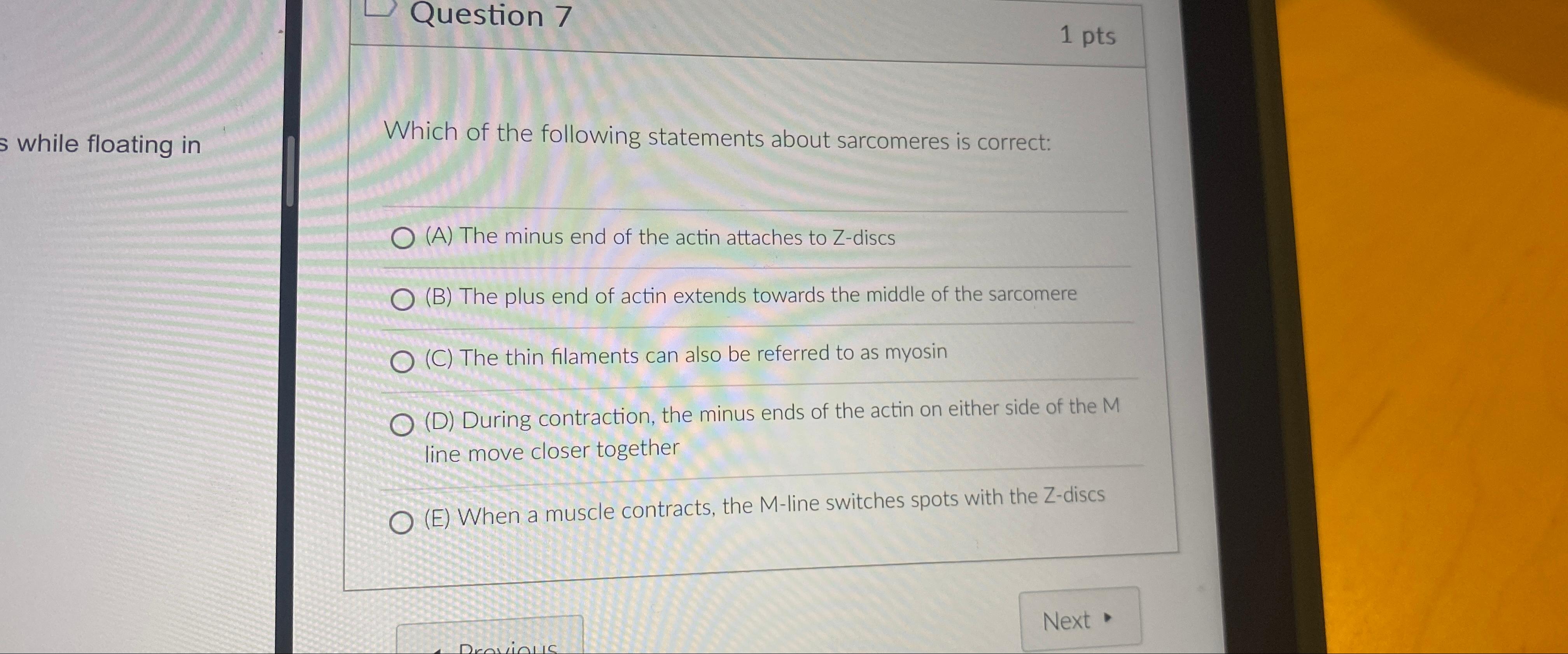 Solved Question 71 ﻿ptswhile floating inWhich of the | Chegg.com