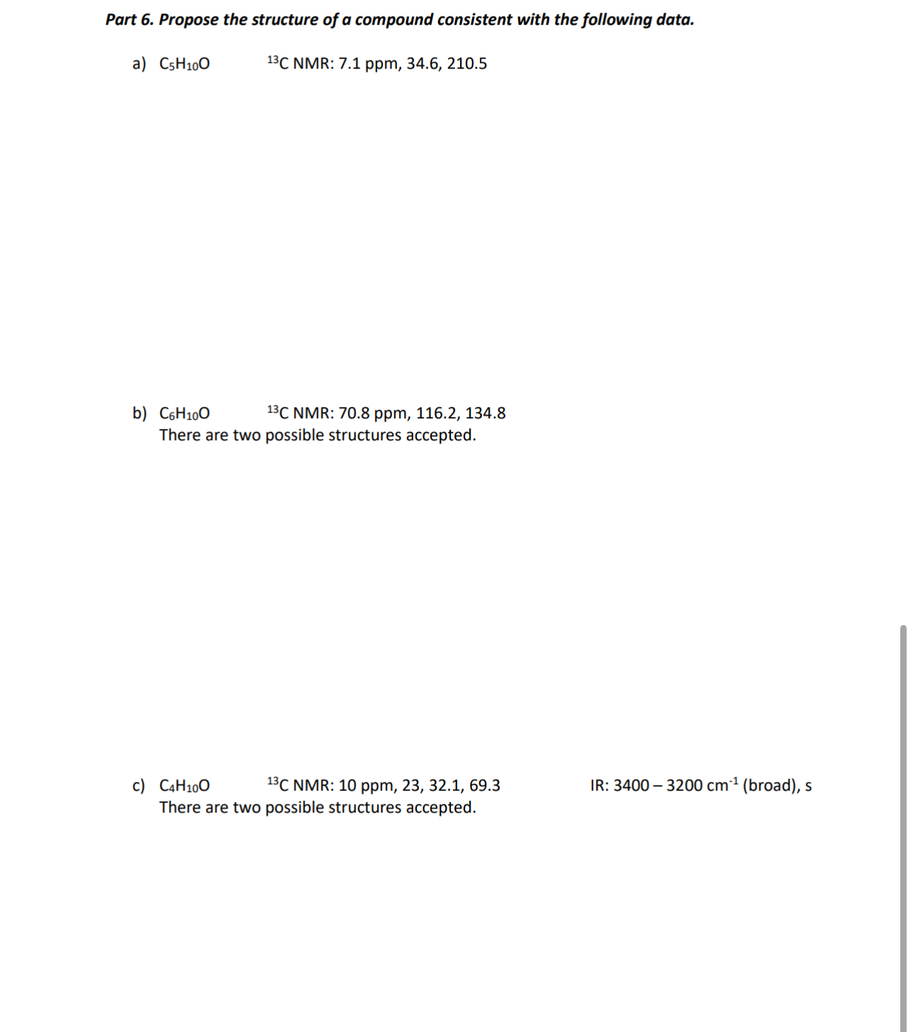 Part 6. ﻿Propose the structure of a compound | Chegg.com