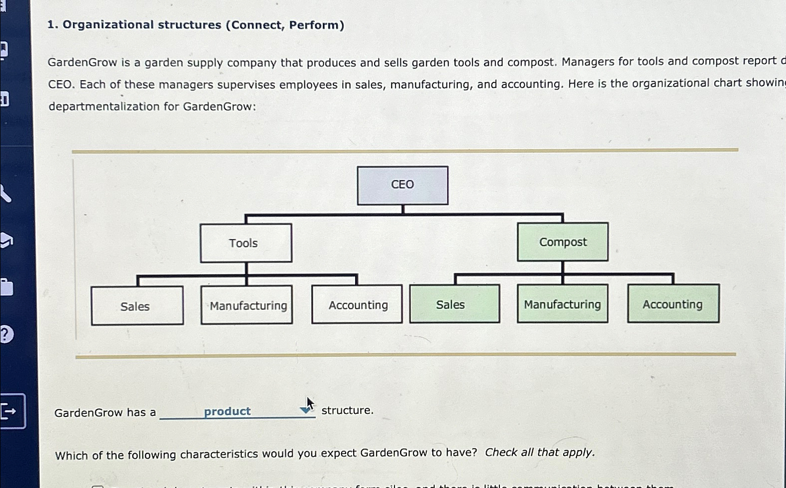 Solved Organizational structures (Connect, | Chegg.com