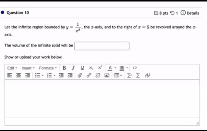 Solved Let the infinite region bounded by \\( | Chegg.com