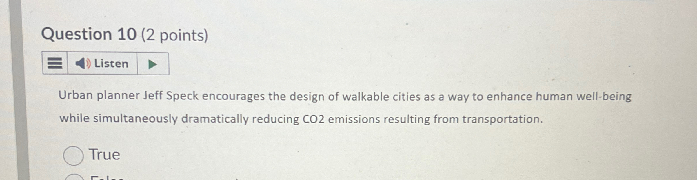 Solved Question 10 (2 ﻿points)Urban planner Jeff Speck | Chegg.com