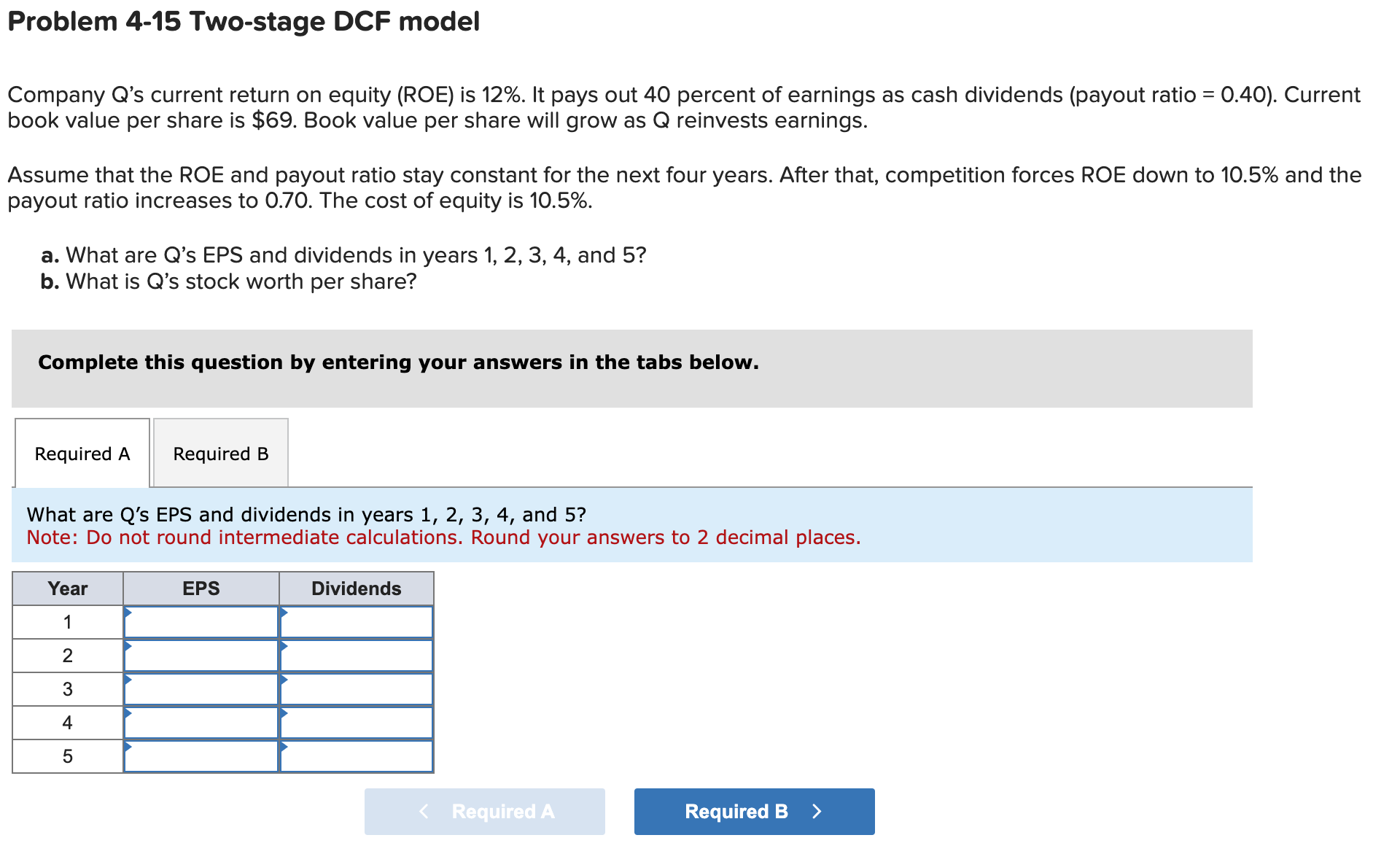 Solved Problem 4-15 ﻿Two-stage DCF modelCompany Q's current | Chegg.com
