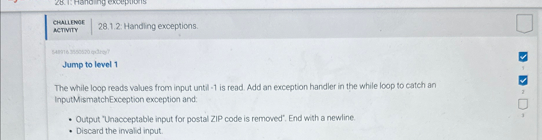 Solved CHALLENGEACTIVITY28.1.2: Handling | Chegg.com