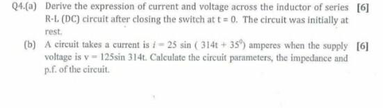 Solved Q4.(a) Derive the expression of current and voltage | Chegg.com