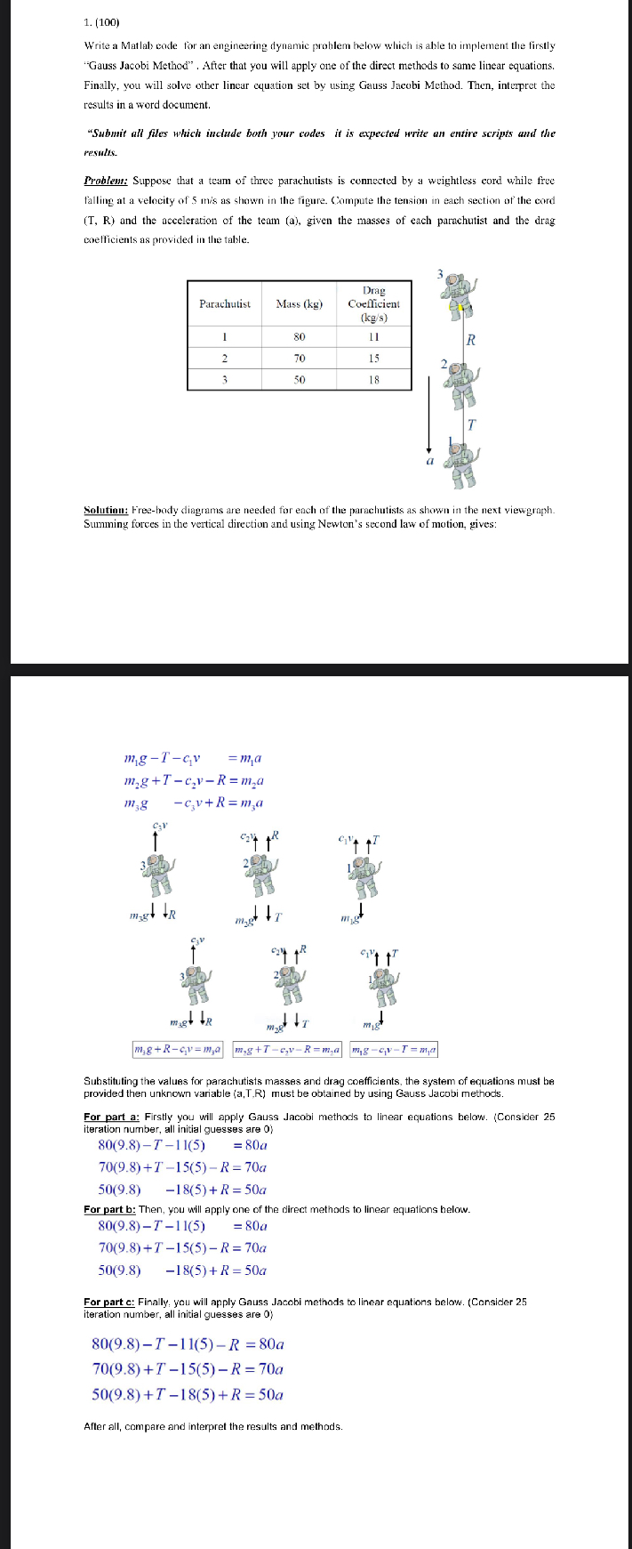 Solved (100)Write a Matlab code for an engineering dynamic | Chegg.com