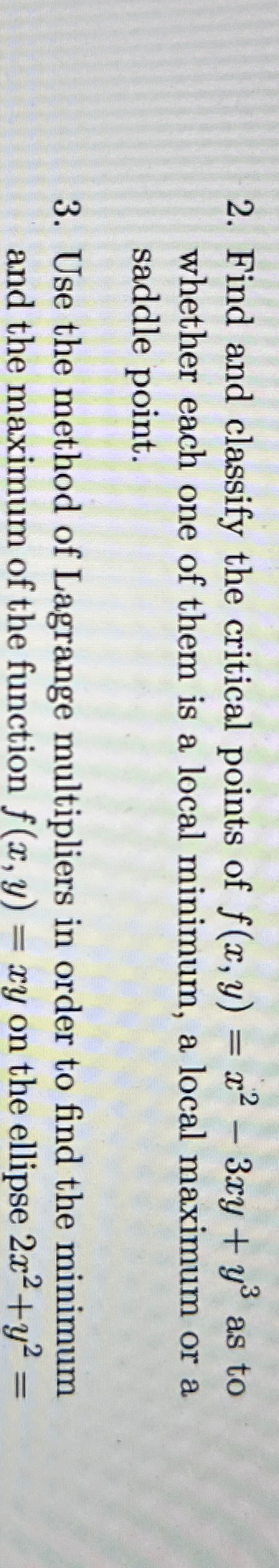 Solved Find and classify the critical points of | Chegg.com