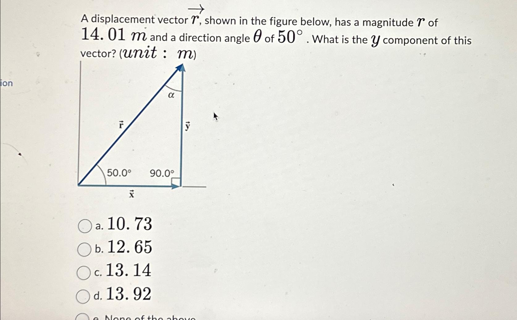 Solved A displacement vector vec(r), ﻿shown in the figure | Chegg.com