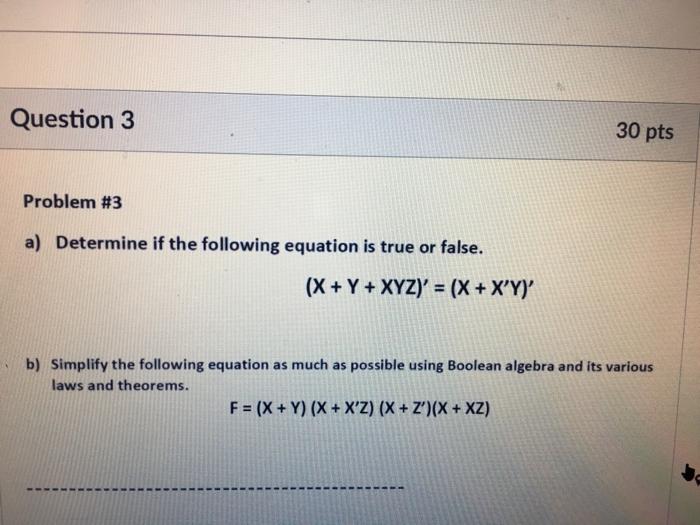 Solved Question 3 30 pts Problem #3 a) Determine if the | Chegg.com Solved Question 3 30 pts Problem #3 a) Determine if the | Chegg.com