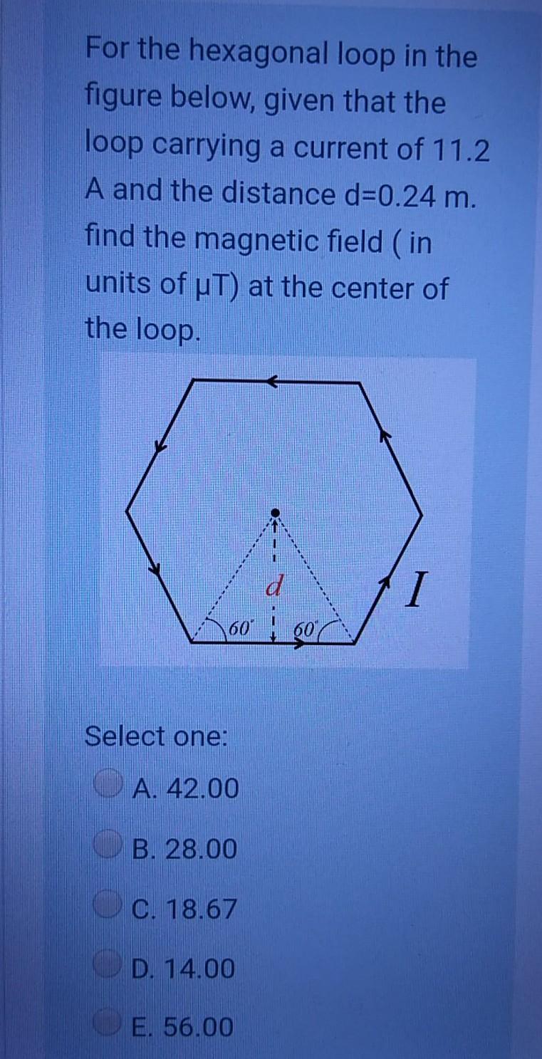 Solved For the hexagonal loop in the figure below, given | Chegg.com