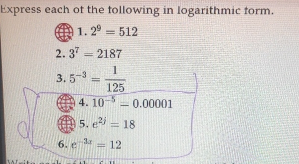 Solved Express each of the following in logarithmic | Chegg.com