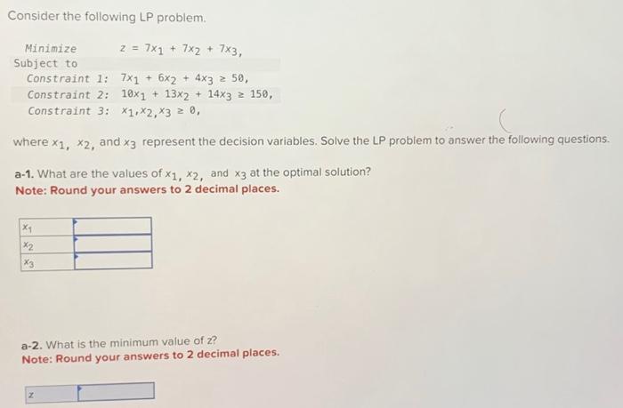 Solved Consider the following LP problem. Minimize | Chegg.com