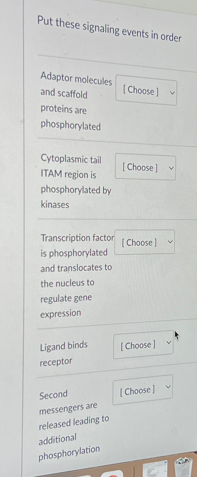 Solved Put these signaling events in orderAdaptor molecules | Chegg.com