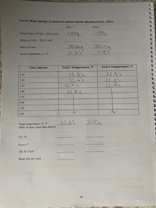 Solved Enthalpy of Solutions Report Jantz morgan Name: | Chegg.com