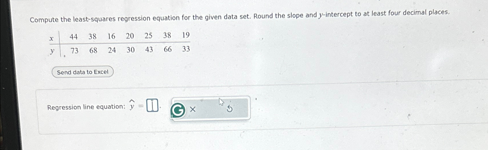 Solved Compute the least-squares regression equation for the | Chegg.com