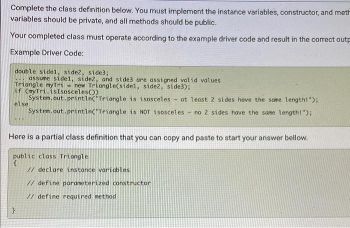Solved complete the class definition below you must | Chegg.com