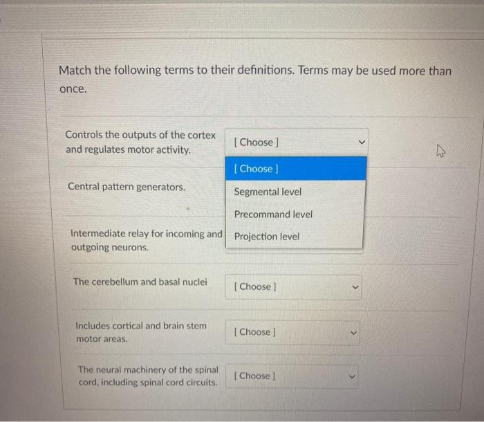 Solved Match the following terms to their definitions. Terms | Chegg.com