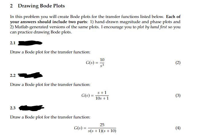 Do both handwritten and matlab. ﻿2 ﻿Drawing Bode | Chegg.com