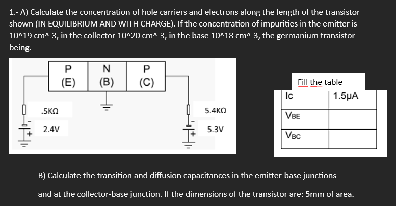 Solved 1.- A) Calculate the concentration of hole carriers | Chegg.com