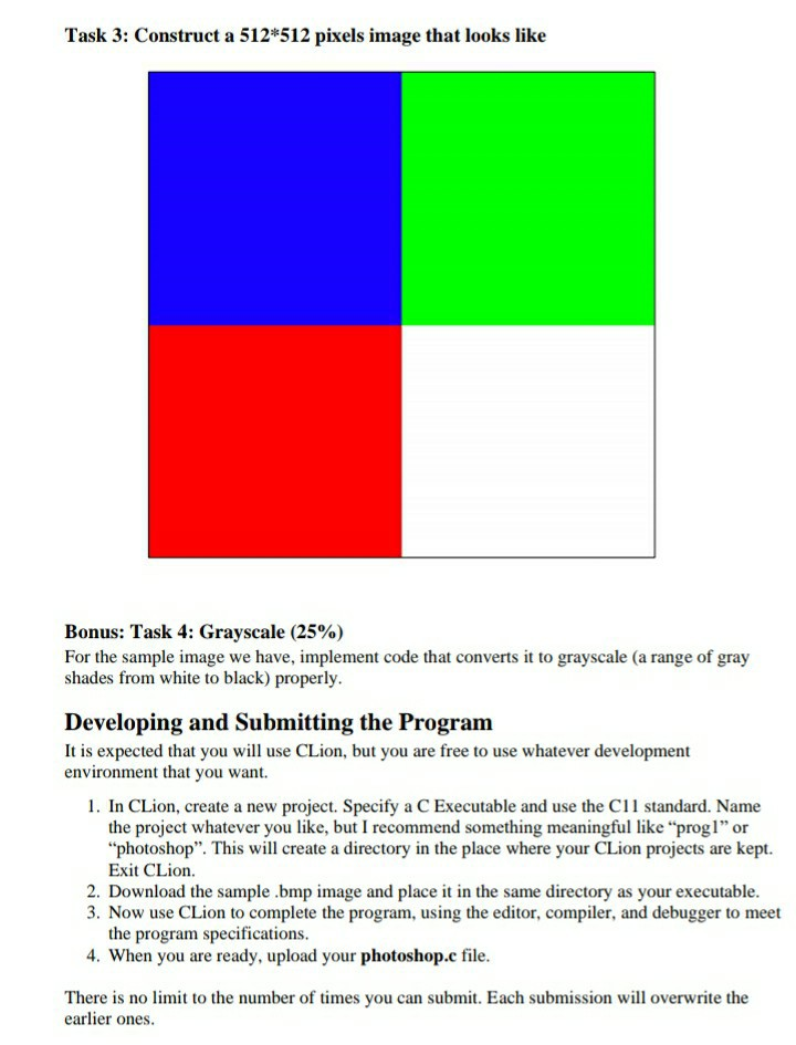 Solved For this program, you will implement a BMP image | Chegg.com