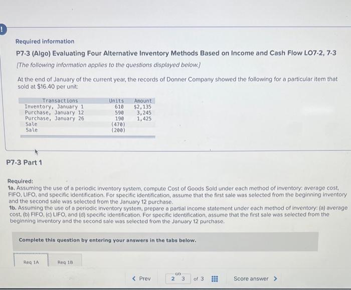 Solved Required information P7-3 (Algo) Evaluating Four | Chegg.com