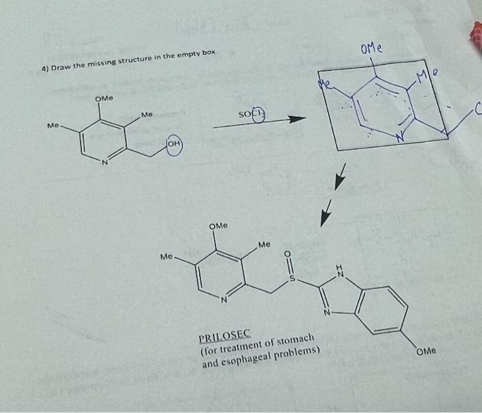 Solved 4) Draw the missing structure in the empty box (for | Chegg.com