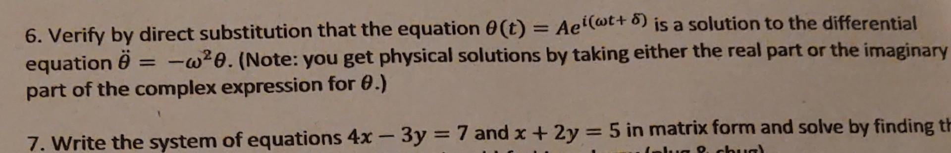 Solved 6. Verify by direct substitution that the equation | Chegg.com