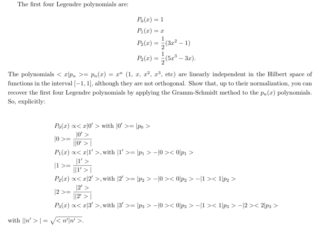 Solved The first four Legendre polynomials | Chegg.com