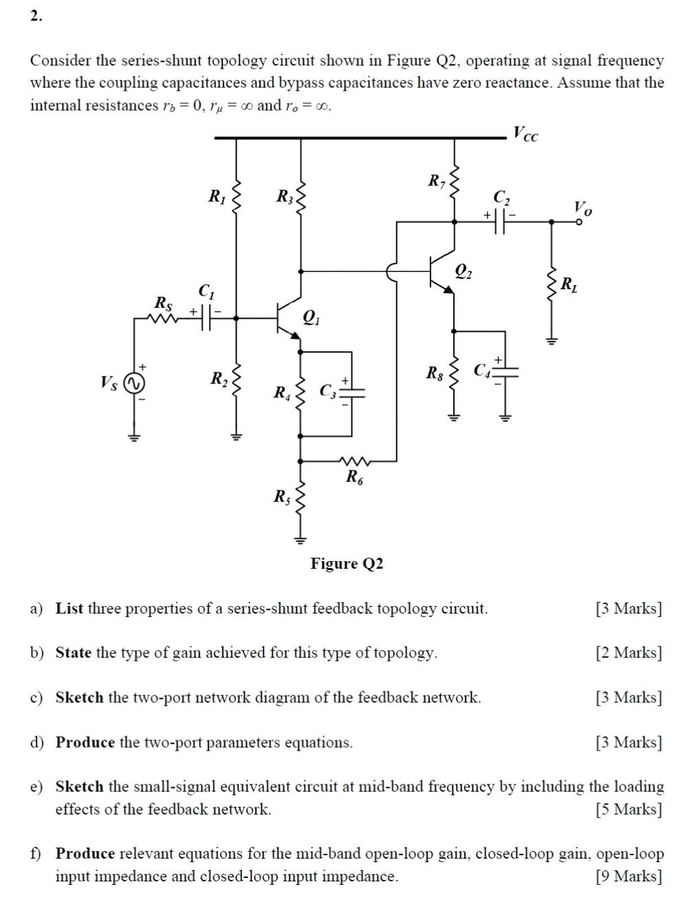 2. Consider the series-shunt topology circuit shown | Chegg.com