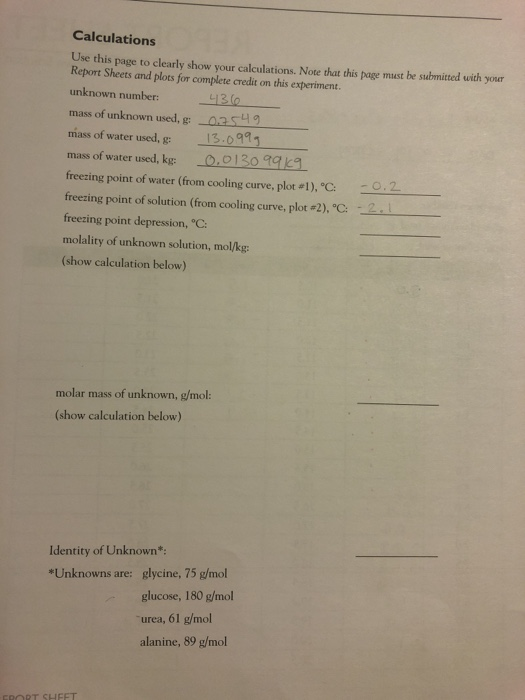 Calculations Use this page to clearly show your | Chegg.com