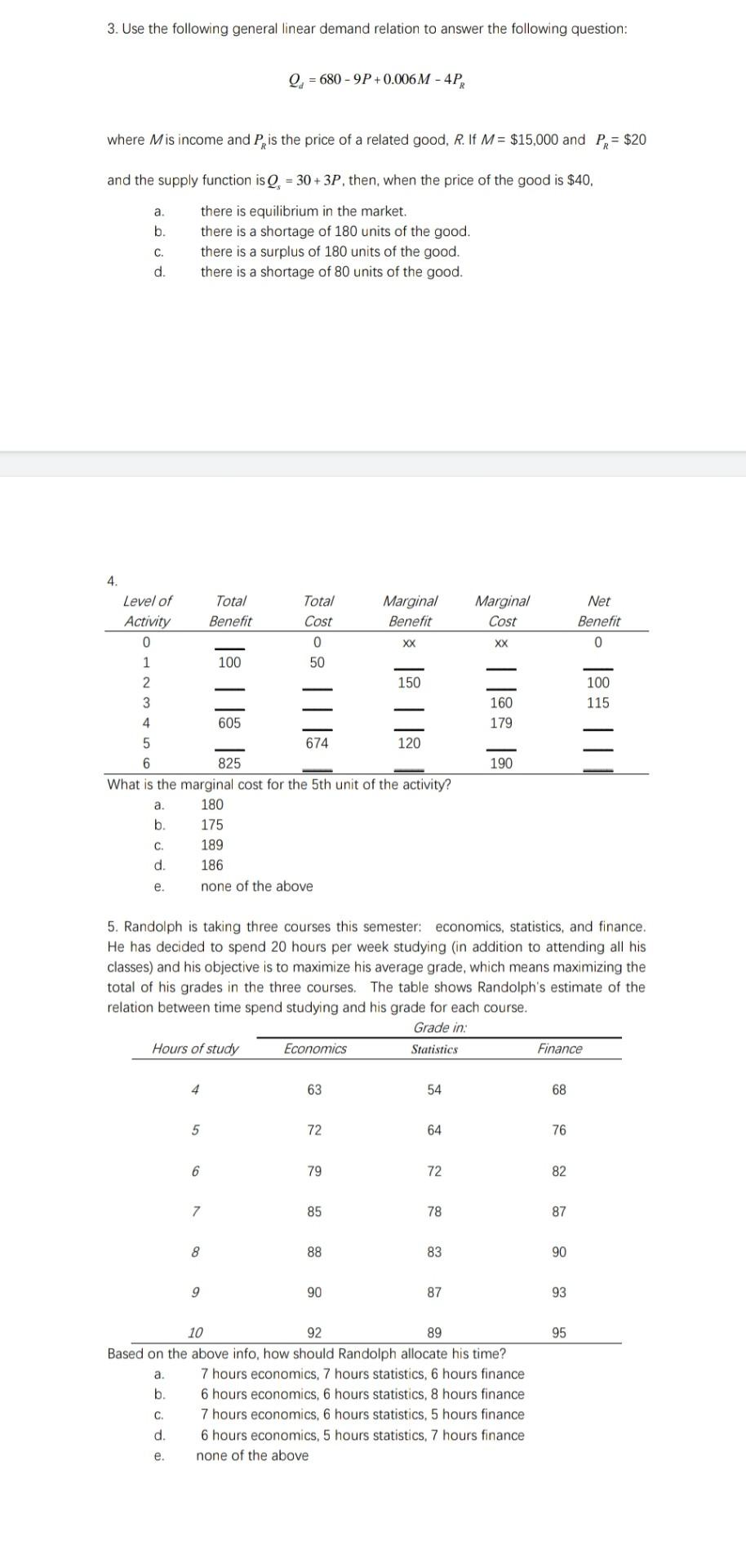 Solved 3. Use the following general linear demand relation | Chegg.com