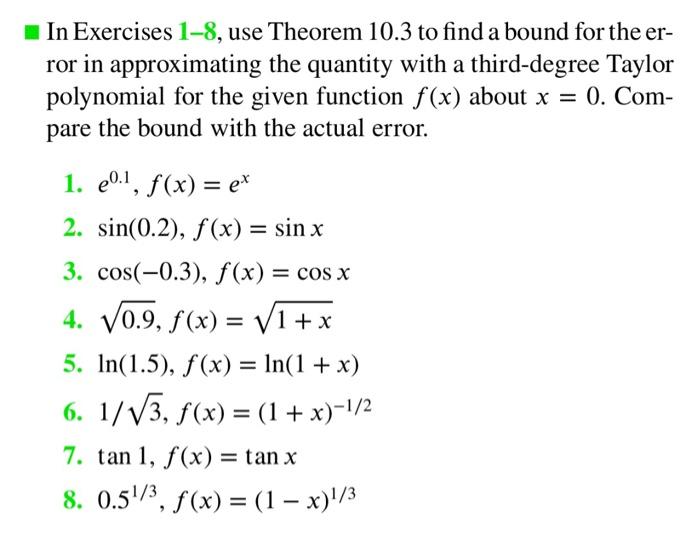 Solved In Exercises 1-8, use Theorem 10.3 to find a bound | Chegg.com