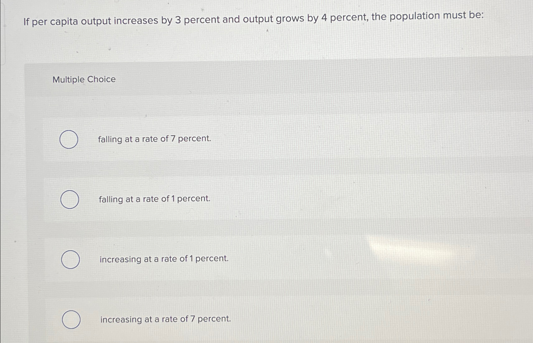 Solved If per capita output increases by 3 ﻿percent and | Chegg.com