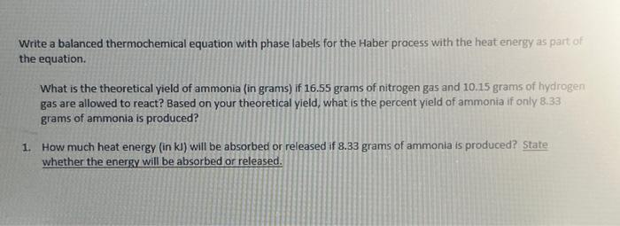 Solved Write a balanced thermochemical equation with phase | Chegg.com
