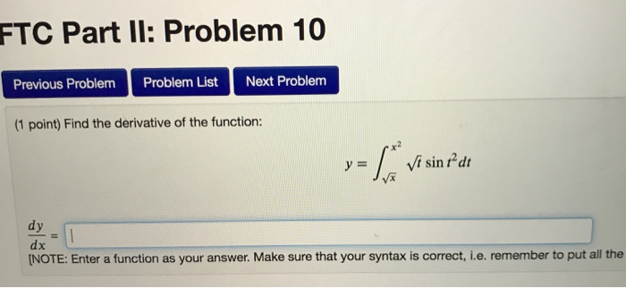 Solved FTC Part II: Problem 10 Previous Problem Problem List | Chegg.com